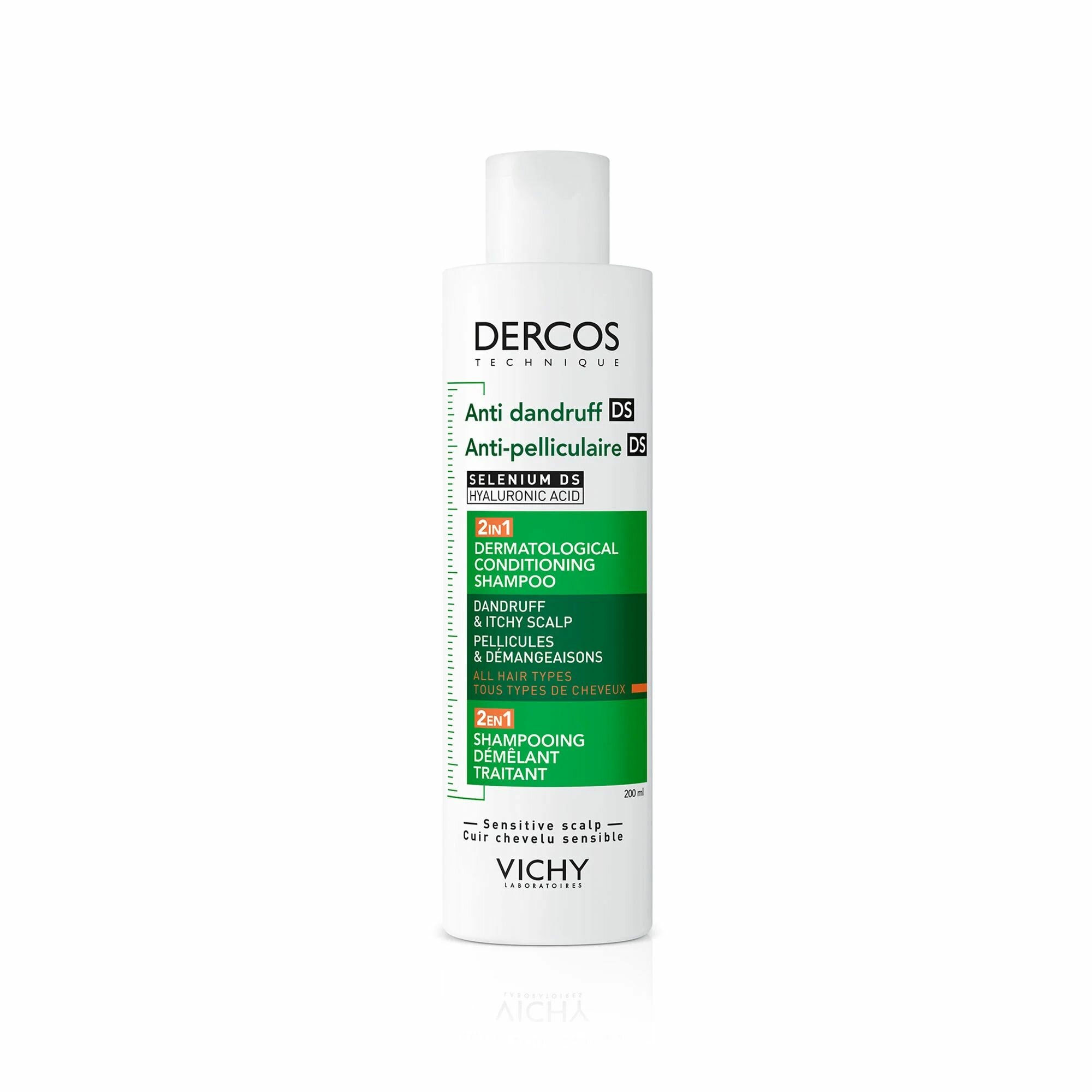 Vichy (Виши) Dercos DS Деркос Интенсивный увлажняющий шампунь-уход для волос против перхоти и себореи 2в1, 200мл