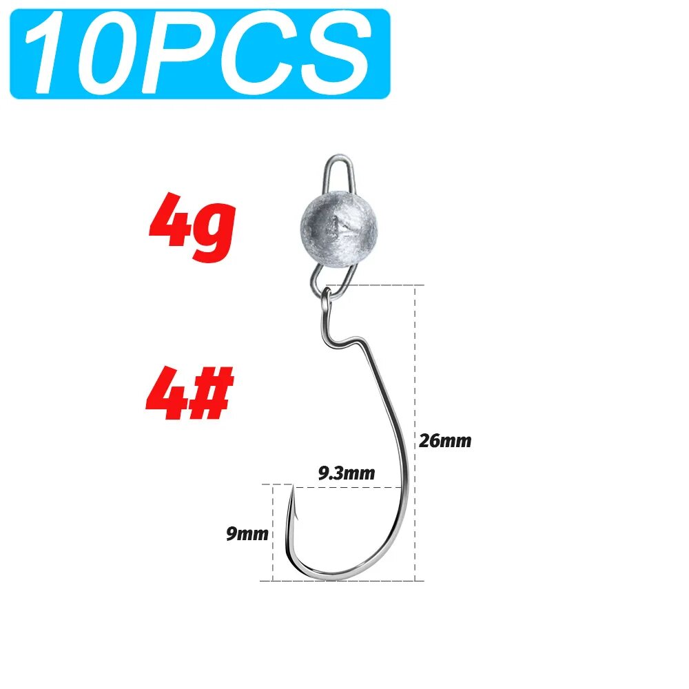 Крючки с джиг-головкой GOBAIT 4g, 10pcs