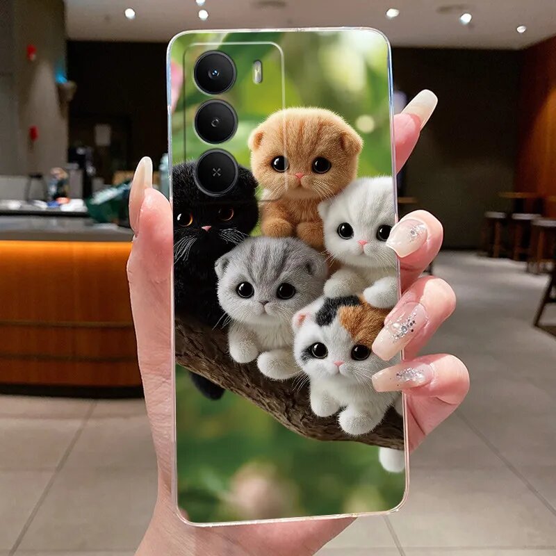 Чехол Realme C71 RMX5303 с котятами, прозрачный, TPU-TPU205