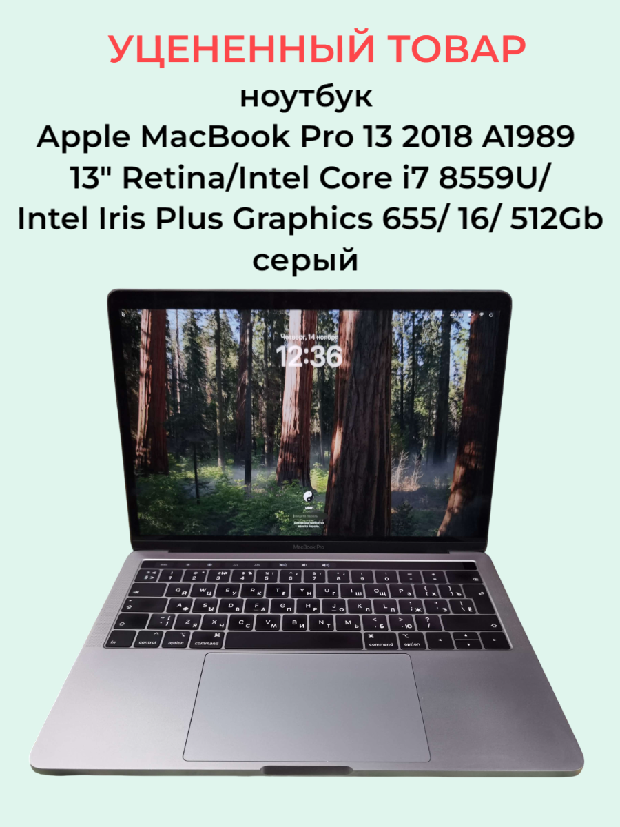 Ноутбук Apple MacBook Pro 13 2018 A1989 13"/Intel Core i7/Intel Iris Plus Graphics 655/16/512Gb/Серый Mac OS/RU