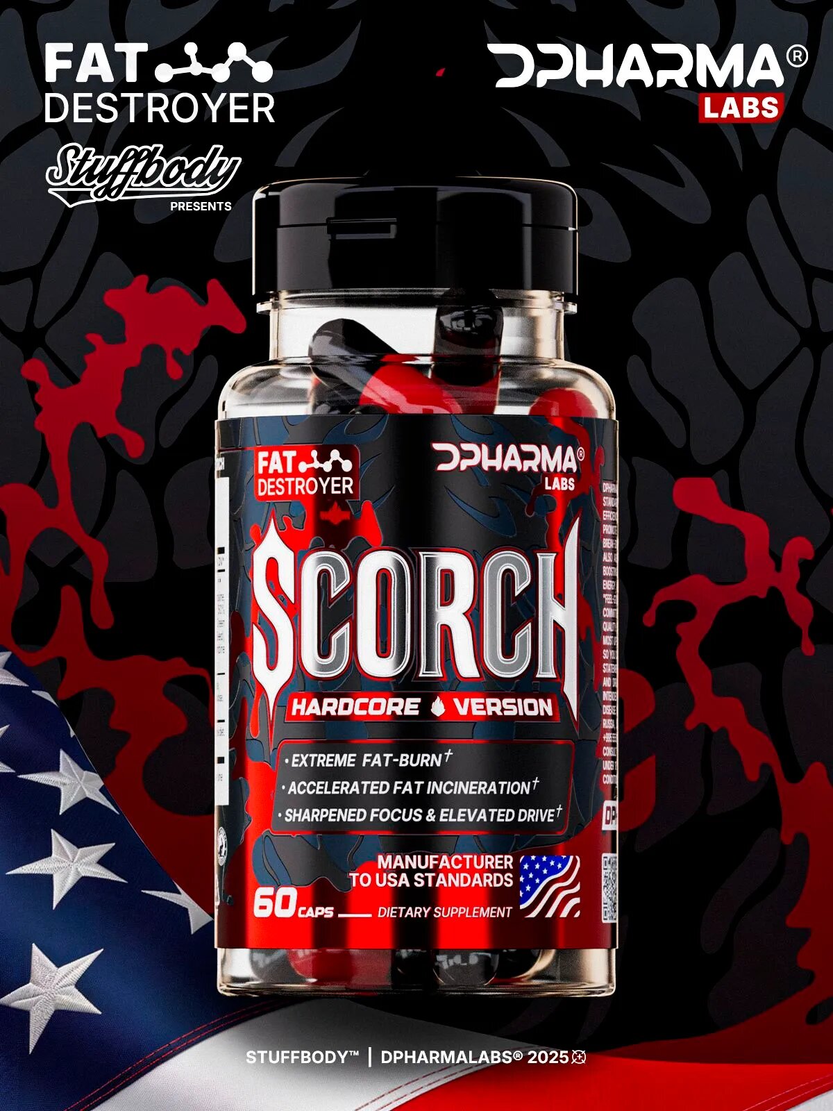 Жиросжигатель Scorch 60 капсул для мужчин и женщин / Dpharmalabs
