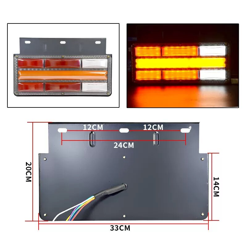 12V Светодиодная задняя фонарь-лампа для легких грузовиков, дизайн с световодным потоком, пара (2 шт.) - Высокая яркость