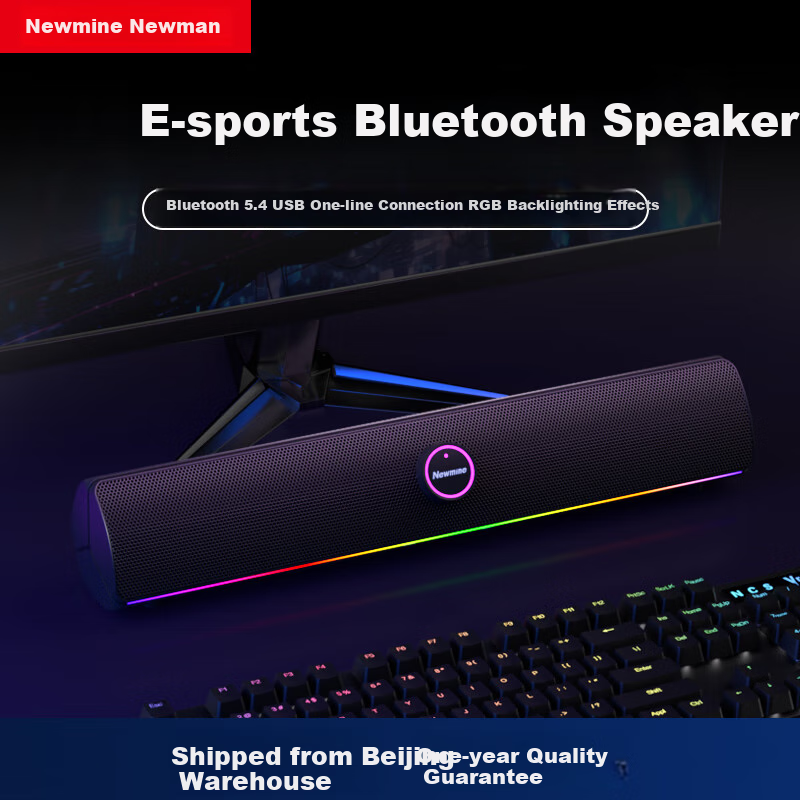 Newmine BT805 Настольные компьютерные колонки с Bluetooth 5.4, анти-перегрузкой, RGB-подсветкой для игр и дома