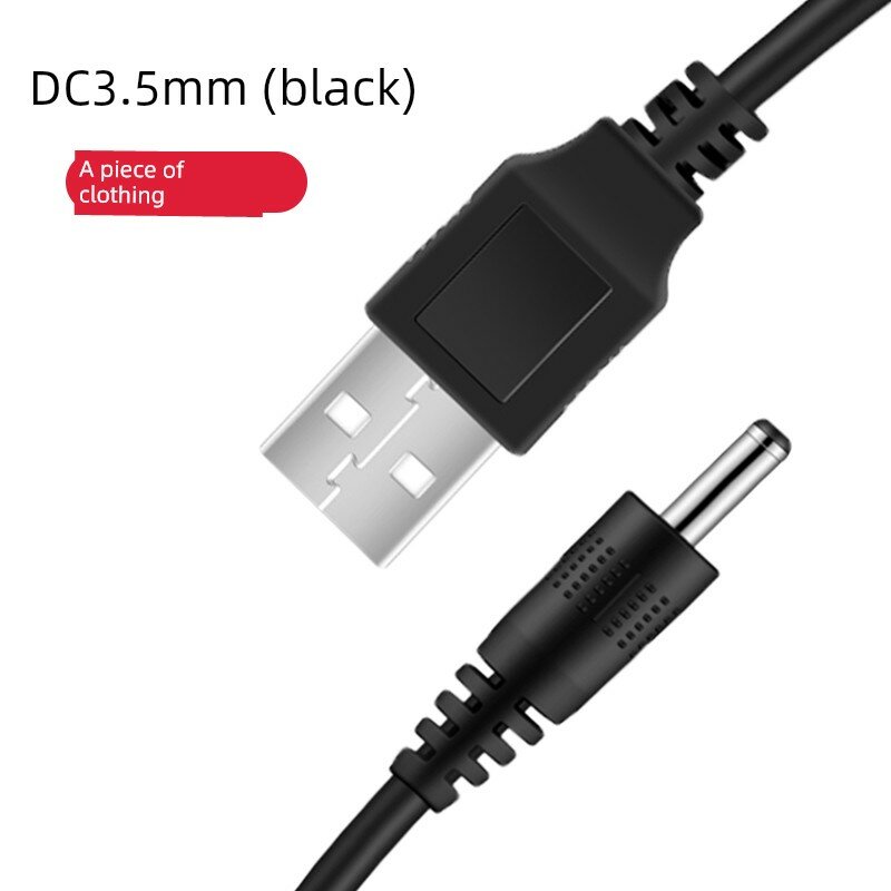 Универсальный зарядный кабель 1 м с круглым штекером DC3.5 мм USB к DC5V для гаджетов, черный, 1 шт.
