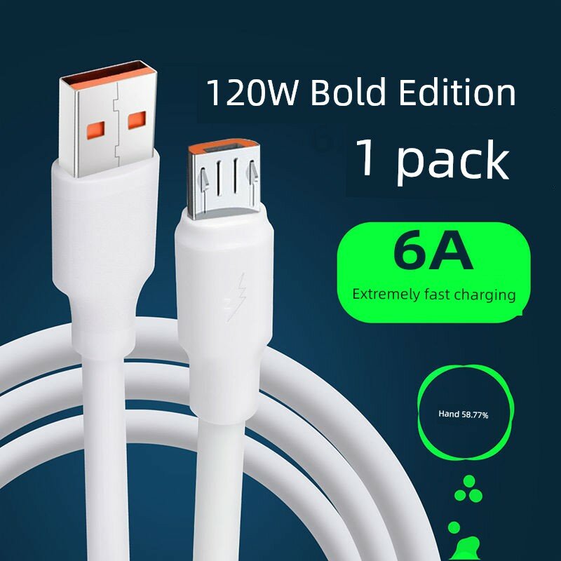 1.5 м кабель для быстрой зарядки Android 120 Вт, 1 шт, совместимый с Huawei, Xiaomi, OPPO, Vivo, Redmi для смартфонов