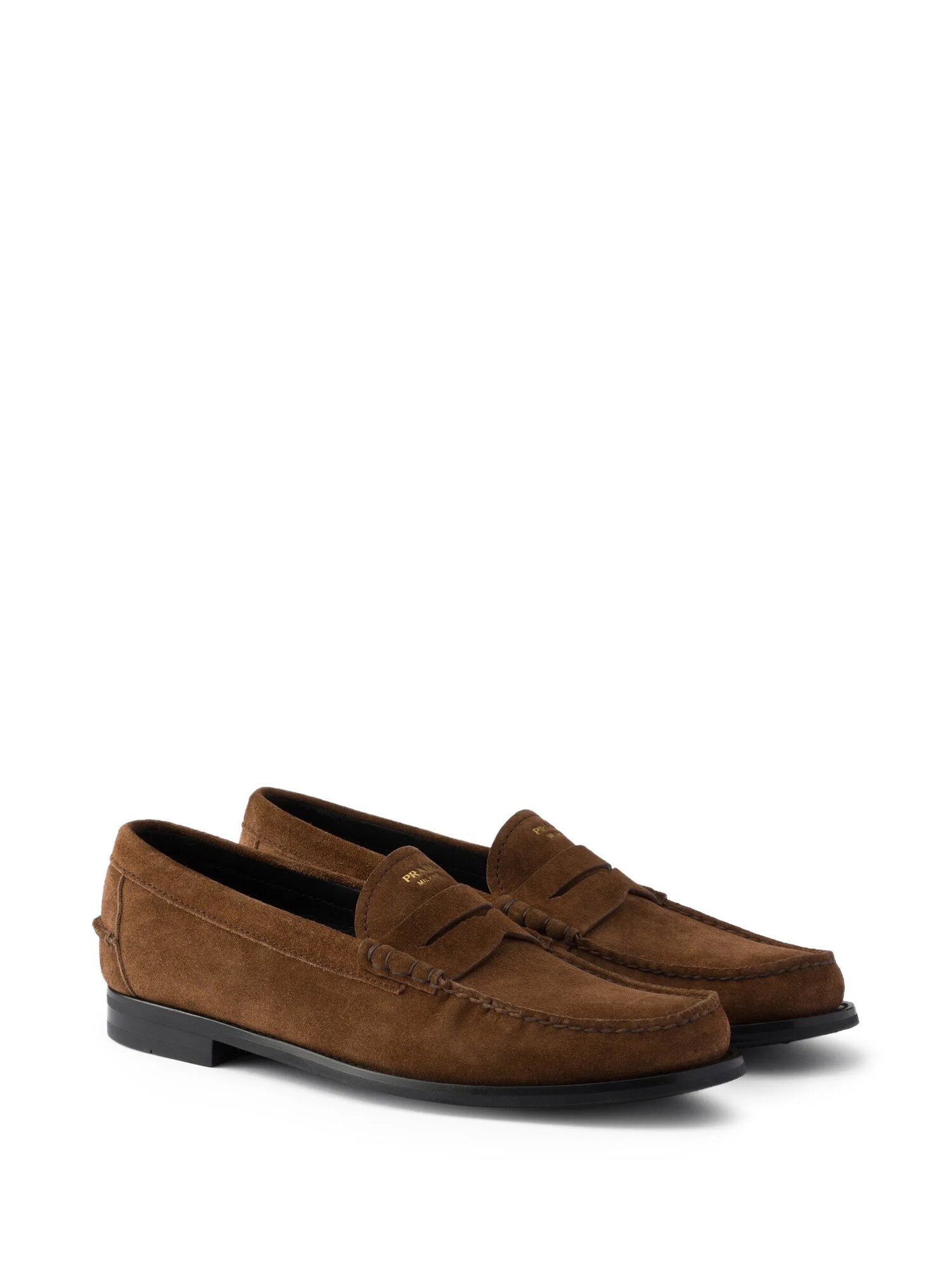 Лоферы Prada Vintage-effect suede loafers, размер 9.5 UK, brown — фото 1
