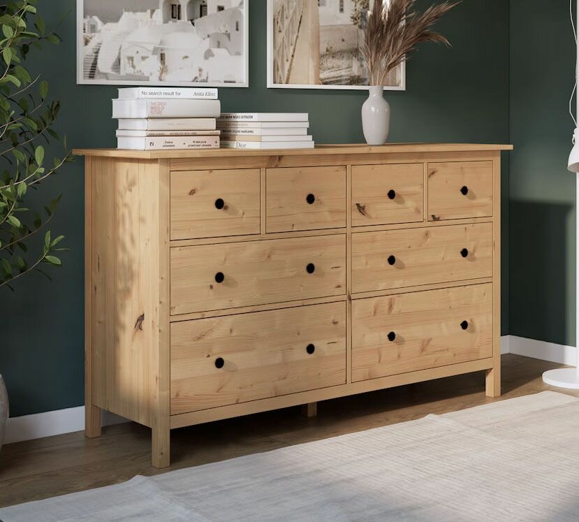 Комод 8 ящиков HEMNES Кымор, массив сосны, цвет коричневый, (икеа)