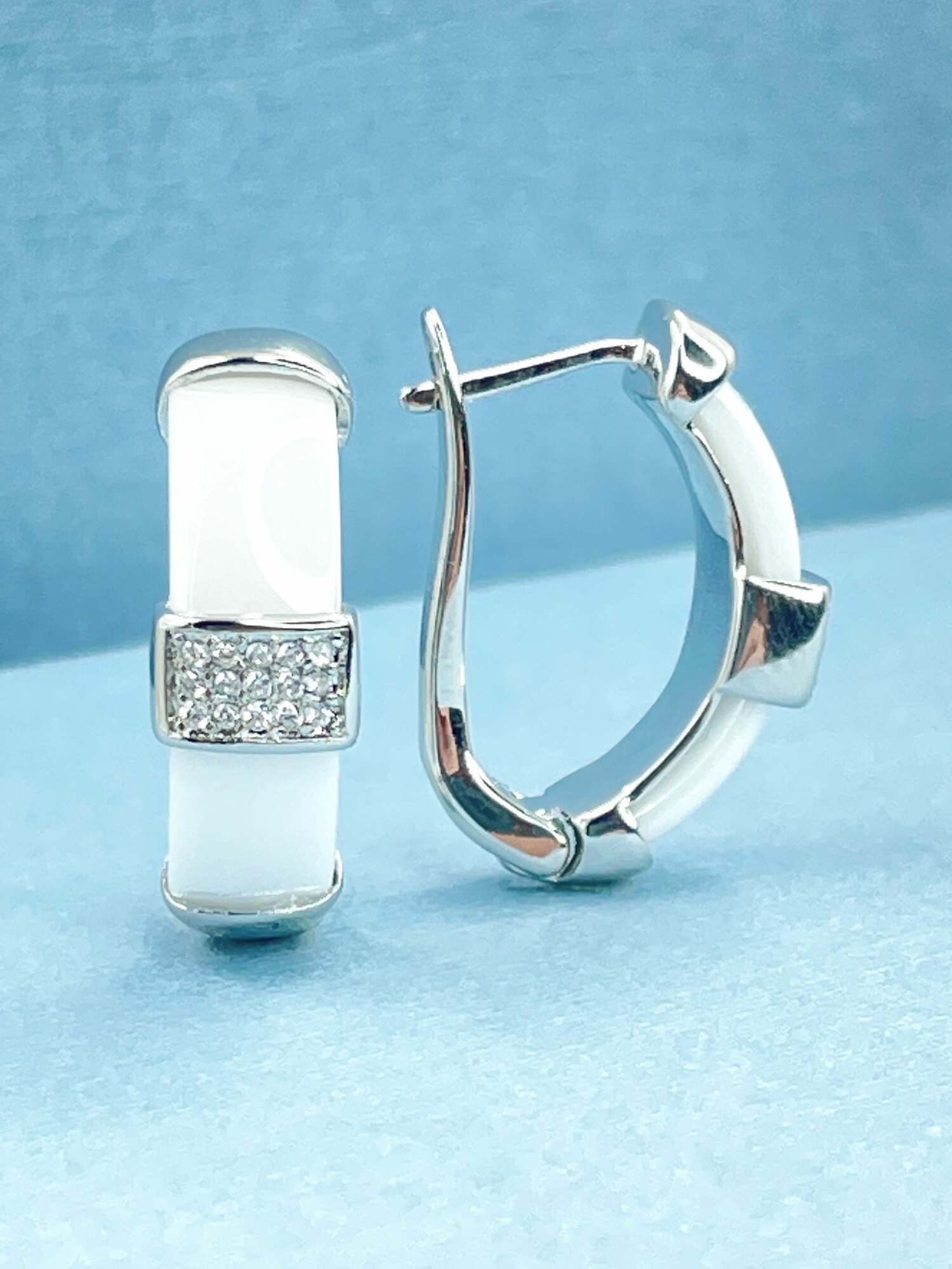 Серьги Silverich, керамика, белый