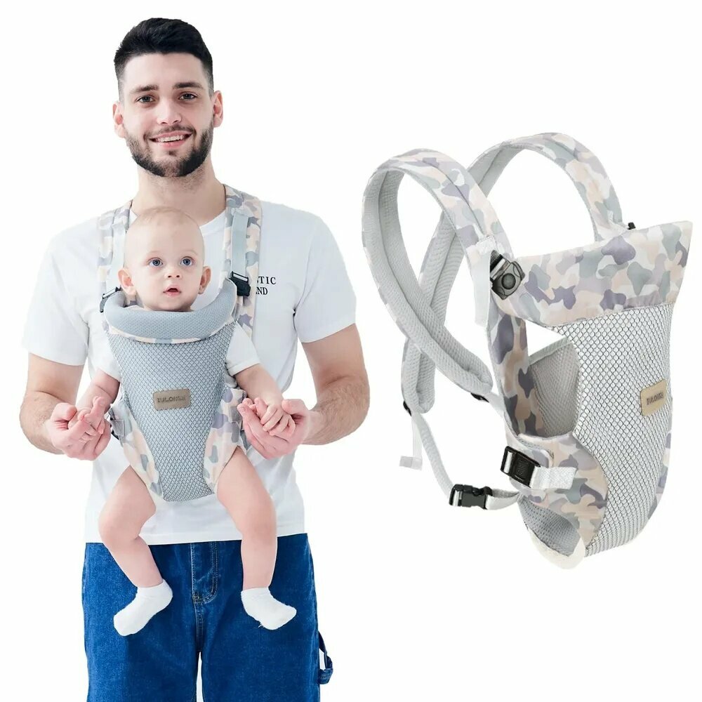 Baby park Эргорюкзак Хипсит Слинг для новорожденных Кенгуру для детей 4-1 гибкий детский рюкзак, пригодный для новорожденных и маленьких детей в возрасте от 0 до 36 месяцев (камуфляжн)
