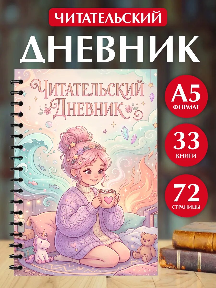 Читательский дневник для девочек, мальчиков и взрослых "Девочка с игрушками", рассчитан на 33 Книги