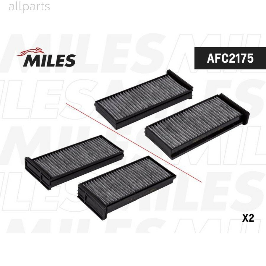 MILES AFC2175 Фильтр салона MITSUBISHI COLT/CARISMA/PAJERO SPORT/SPACE STAR (упак.2шт.) угольный