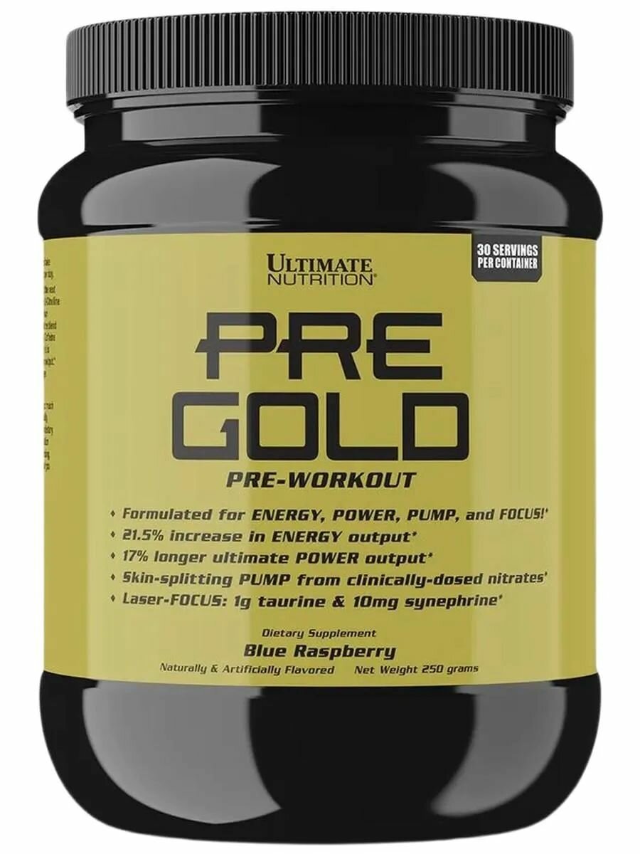 Ultimate Nutrition Pre Gold Pre-Workout 250 gr , Предтренировочный комплекс, Голубая малина