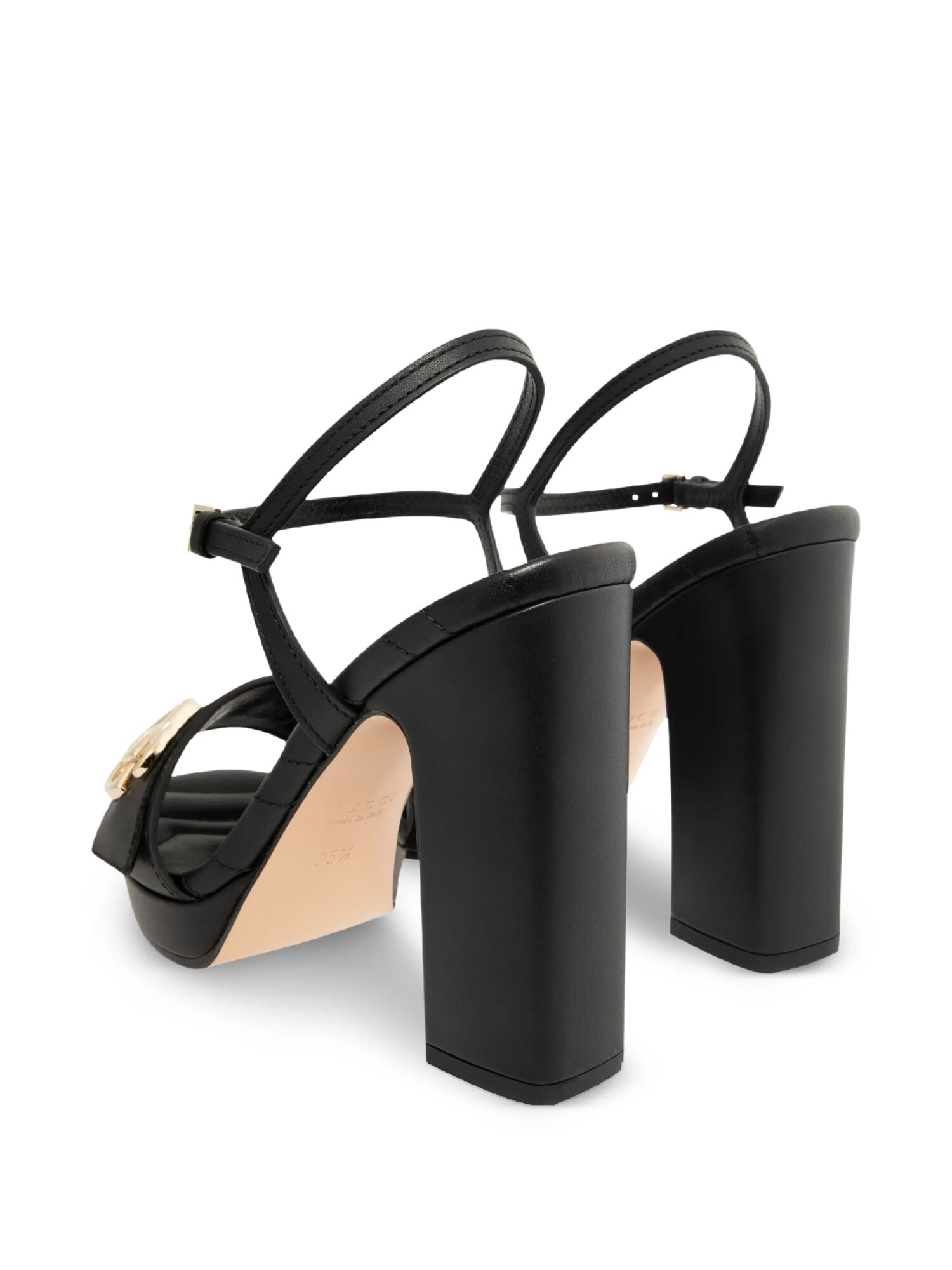 Босоножки GUCCI Double G leather sandals, размер 40, black/black — фото 1