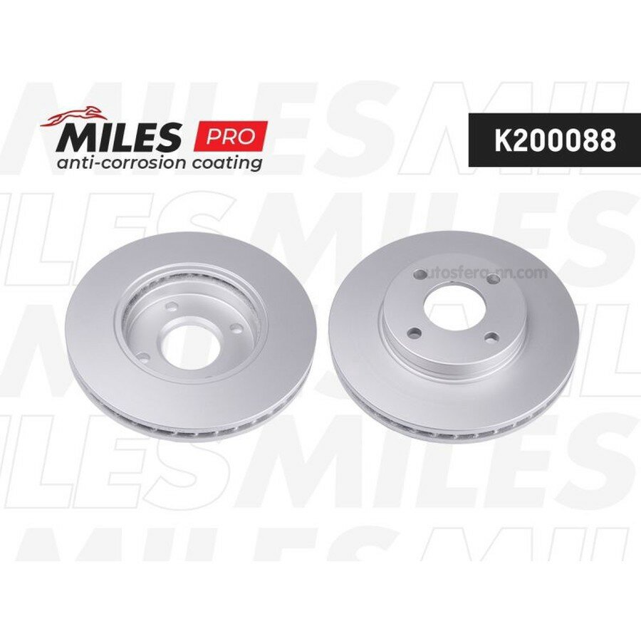 MILES K200088 Диск тормозной передний (серия PRO с антикоррозионным покрытием) D258мм. вентилируемый FORD FOCUS 98-05/FUSION 1.4/1.6 01- (TRW DF4036) K200088