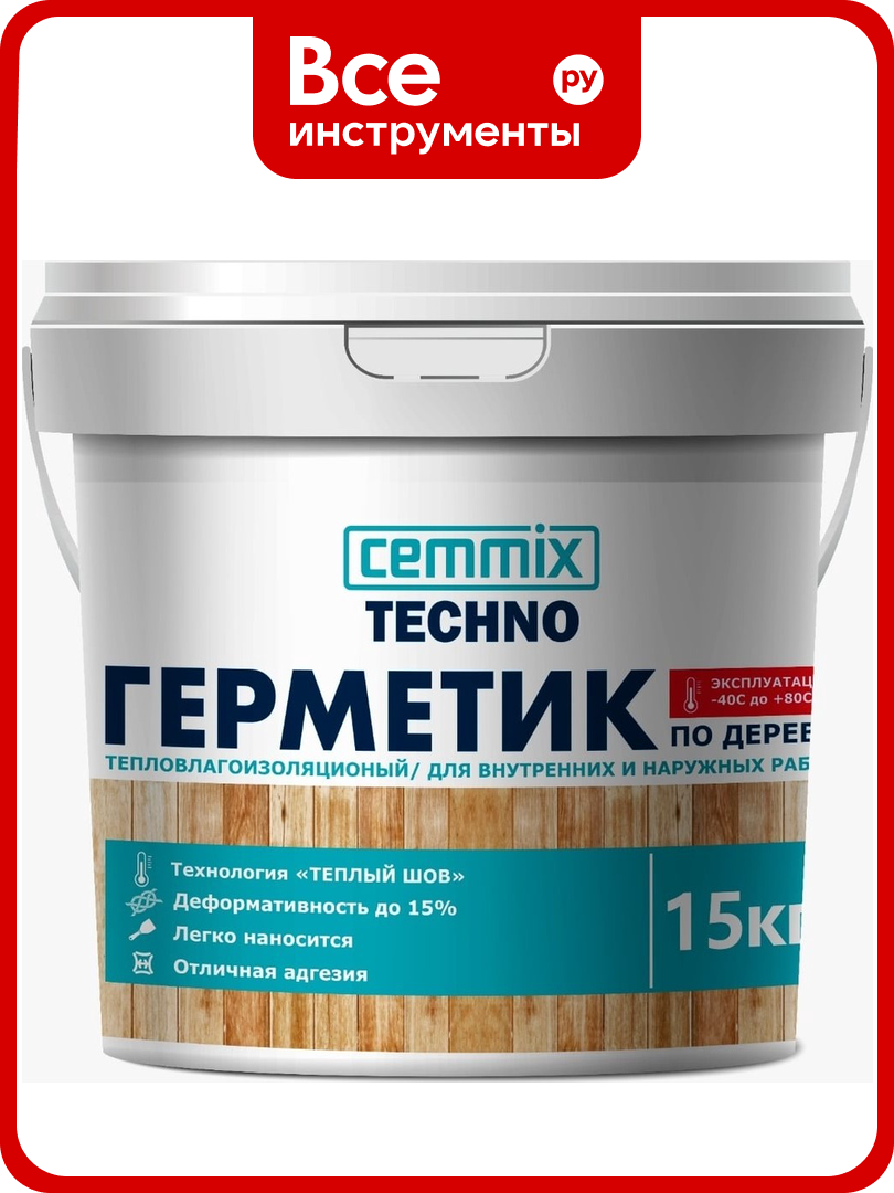 Акриловый герметик для дерева CEMMIX Теплый шов (белый; 15 кг) 84735748