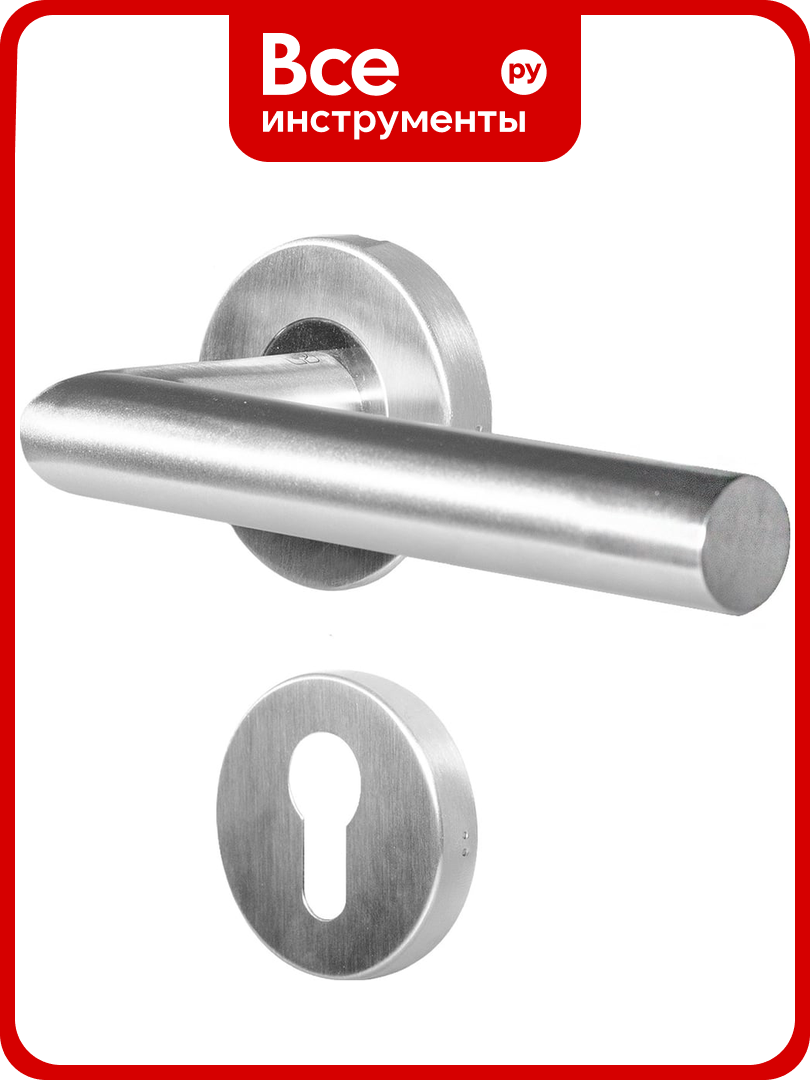 Гарнитур DOORLOCK DL 040/F-55 PZ L-form Rt нерж. сталь, универс. монтаж, розетка 55мм, шпиндель