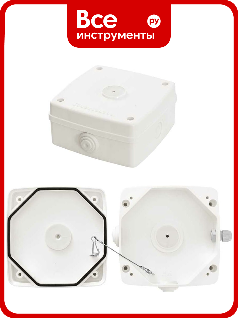 Монтажная коробка SLT МК-1 PRO 10389, пластиковый корпус, белый цвет, внутренний и уличный монтаж