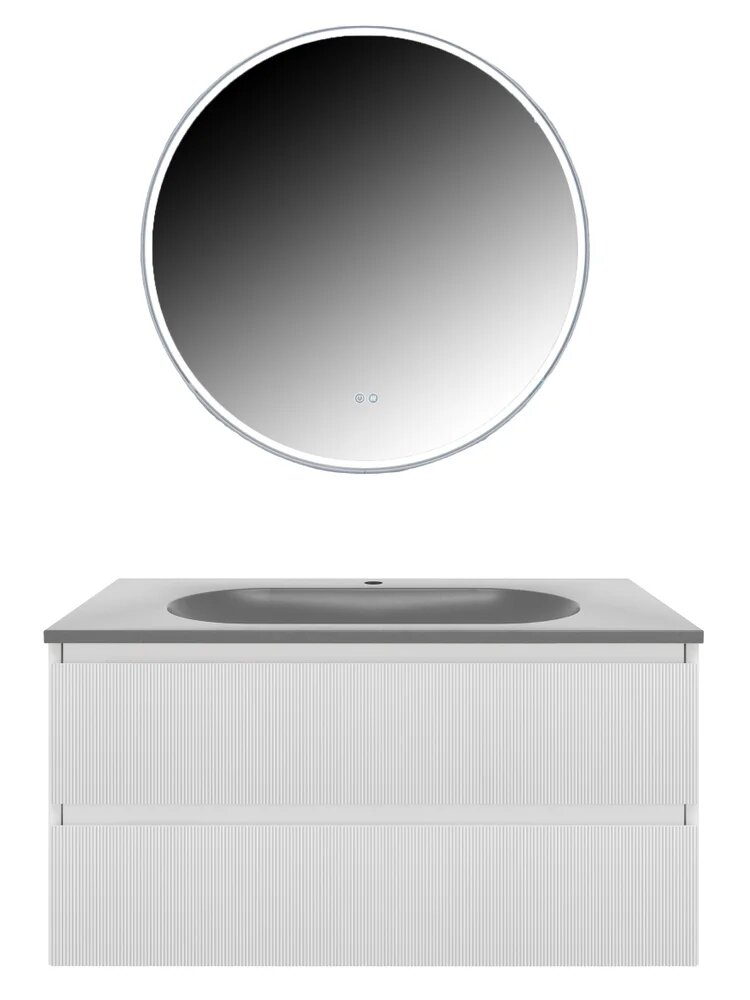 Мебель для ванной комнаты Vincea Welle 100 m.white soft-touch, раковина VCB-4H100G серый шелк