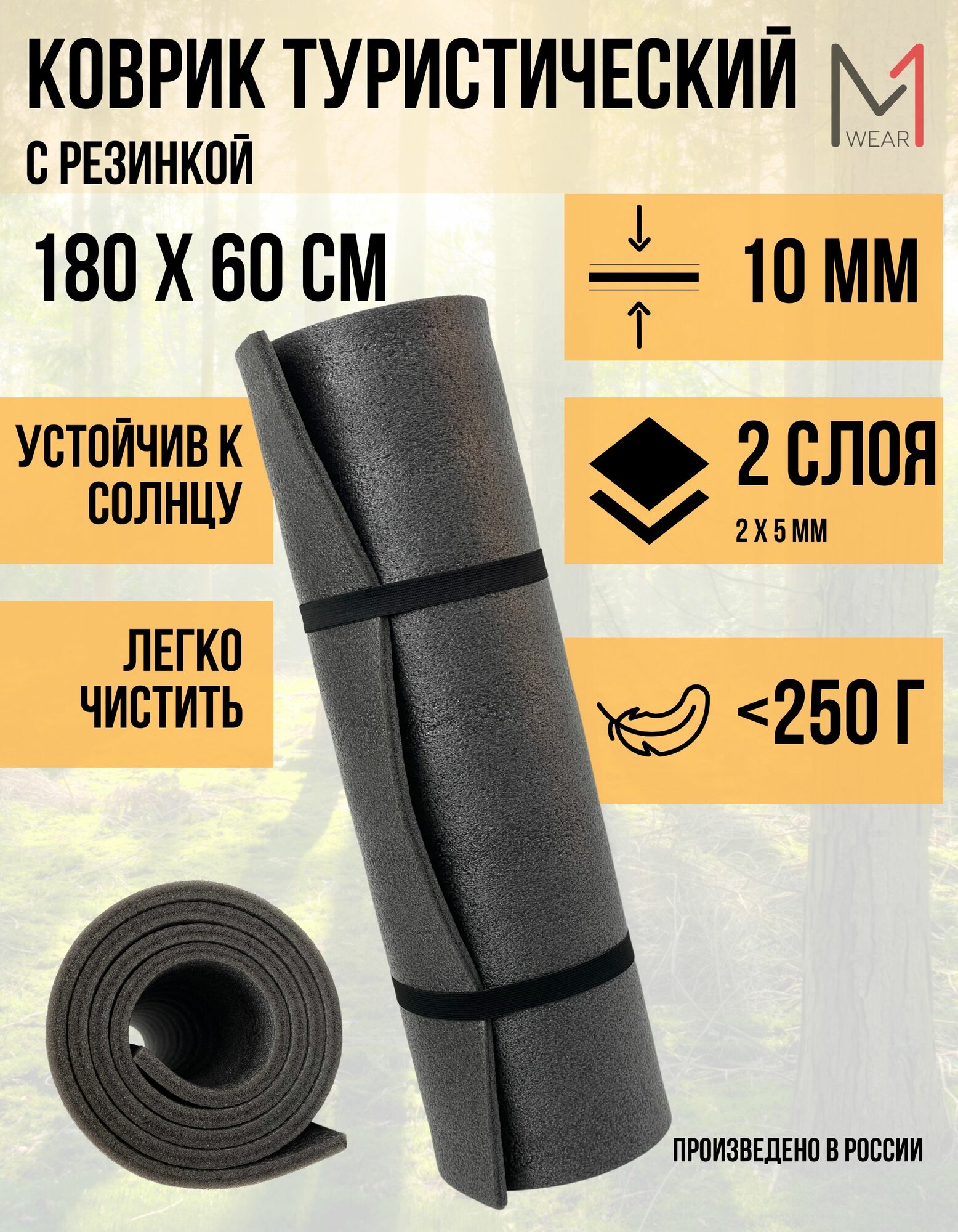 Коврик туристический пенка 10мм двухслойный