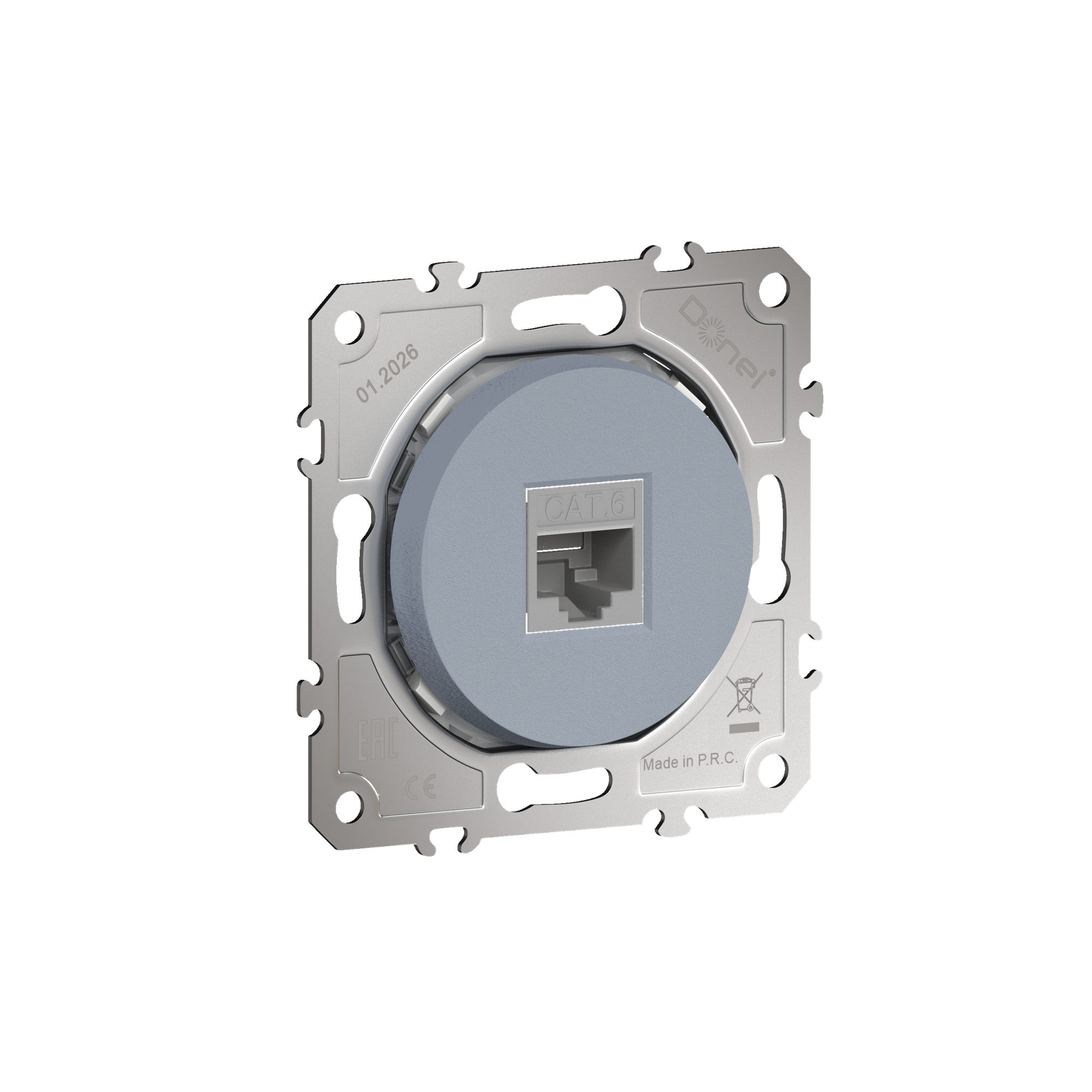Розетка компьютерная RJ45 cat.6 на 1 порт, цвет матовый серый, серия D16, Donel