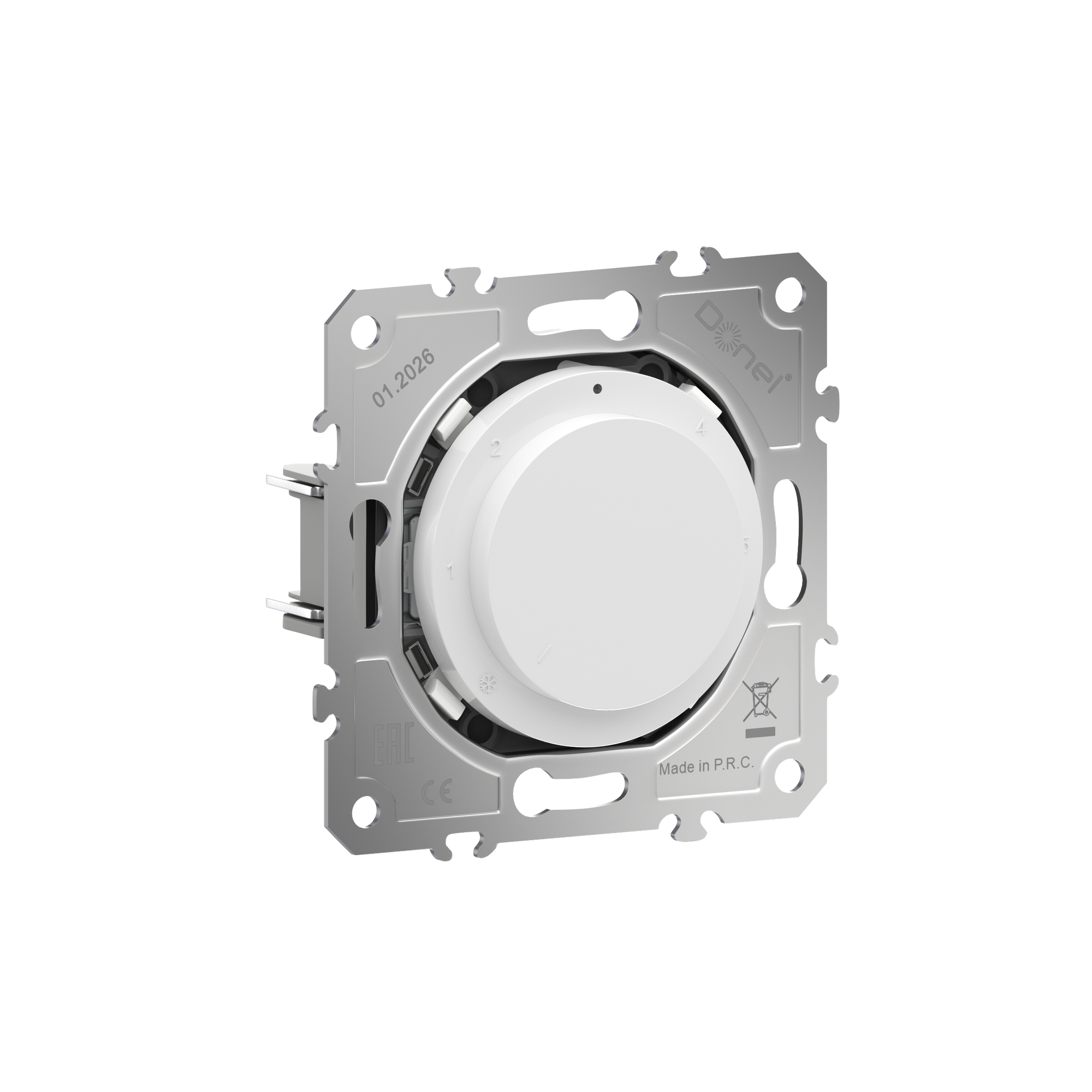 Термостат с датчиком пола непрограммируемый 10A, цвет глянцевый белый, серия D16, Donel