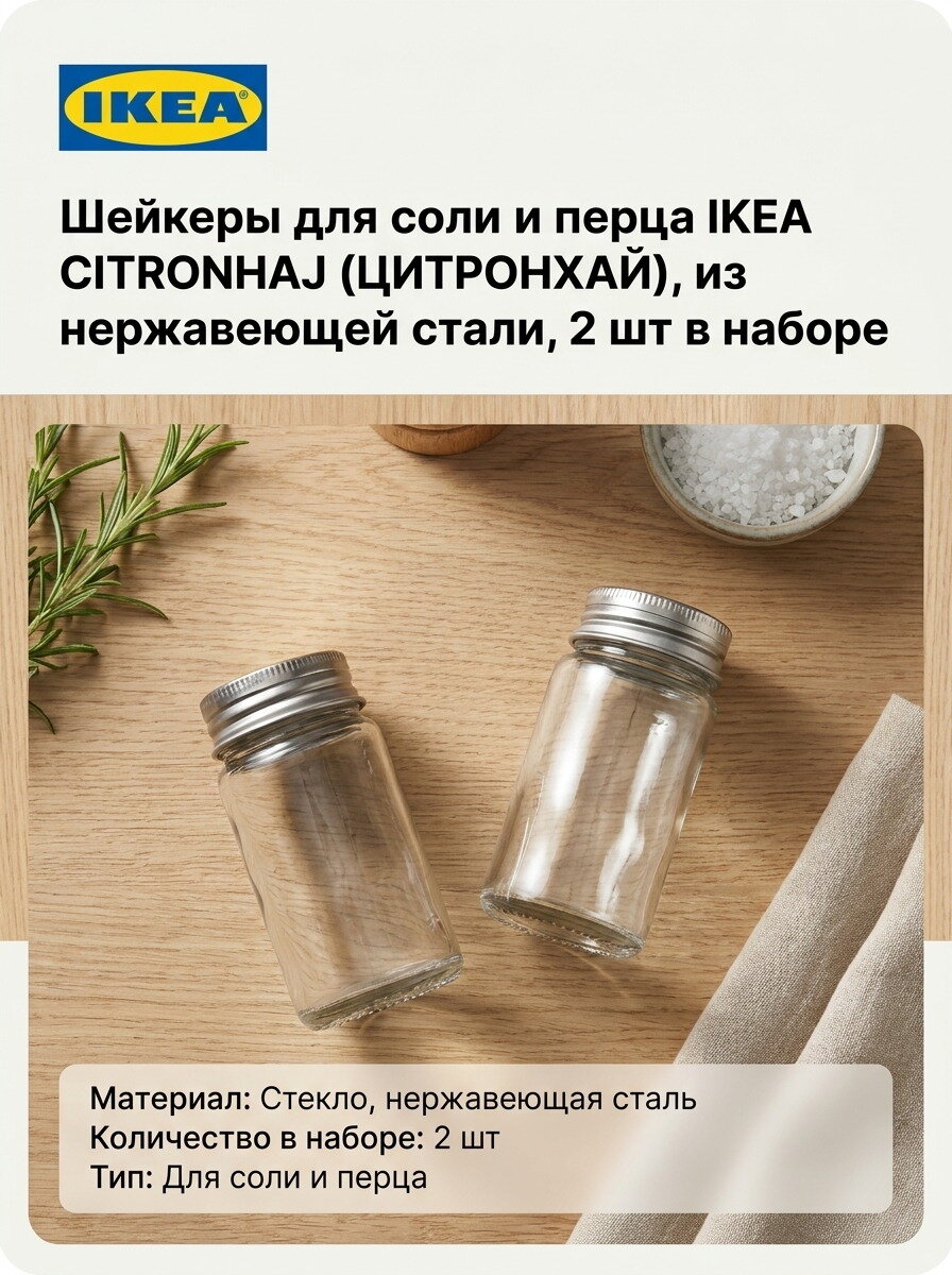 Шейкеры для соли и перца IKEA CITRONHAJ (цитронхай), из нержавеющей стали, 2 шт в наборе