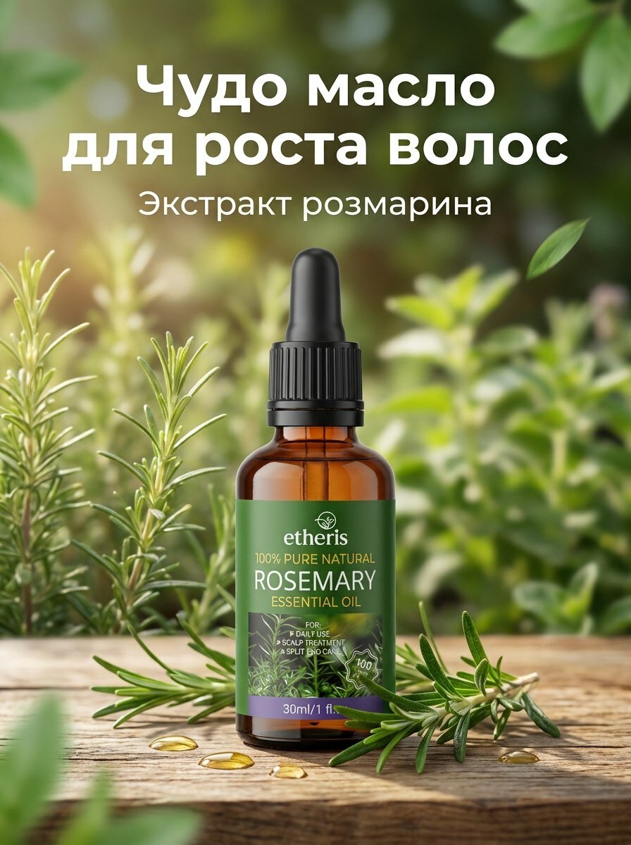 Масло розмарина для роста волос и средство от выпадения, 30 мл