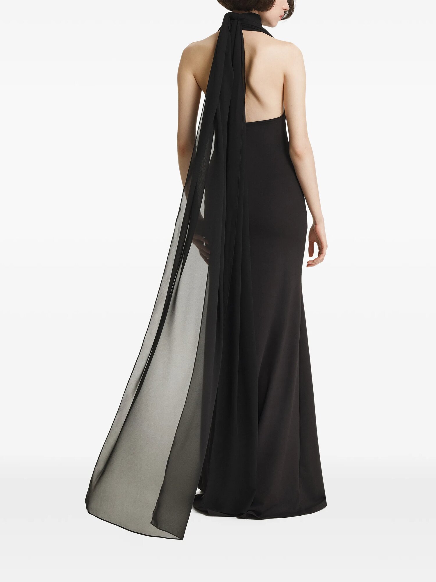 Платье  Halterneck draped-panel maxi dress, размер 44, black/black — фото 1