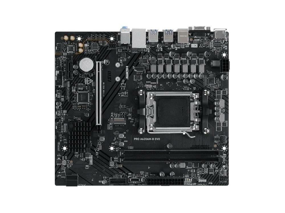 Материнская плата MSI PRO A620AM-B EVO Socket AM5 AMD A620A 2xDDR5 mATX AC`97 8ch(7.1) 2.5Gg RAID+VGA+HDMI