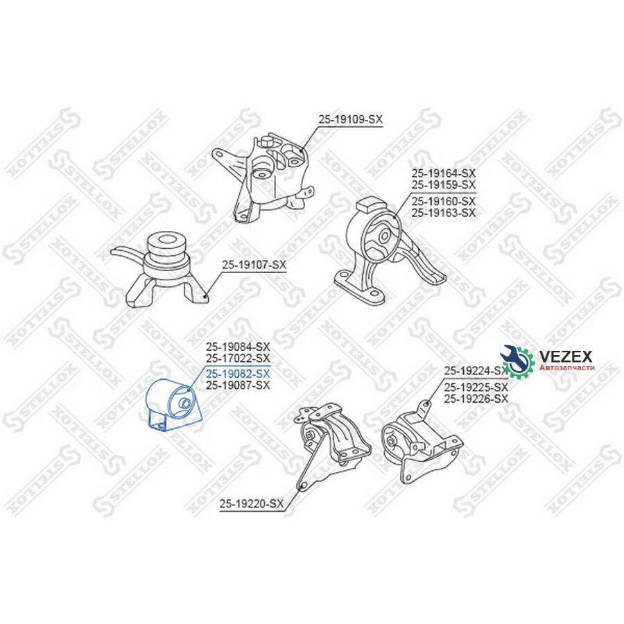 STELLOX 2519082SX подушка двигателя передняя!\Toyota Corolla CE120/NZE12#/ZZE12# 00-08