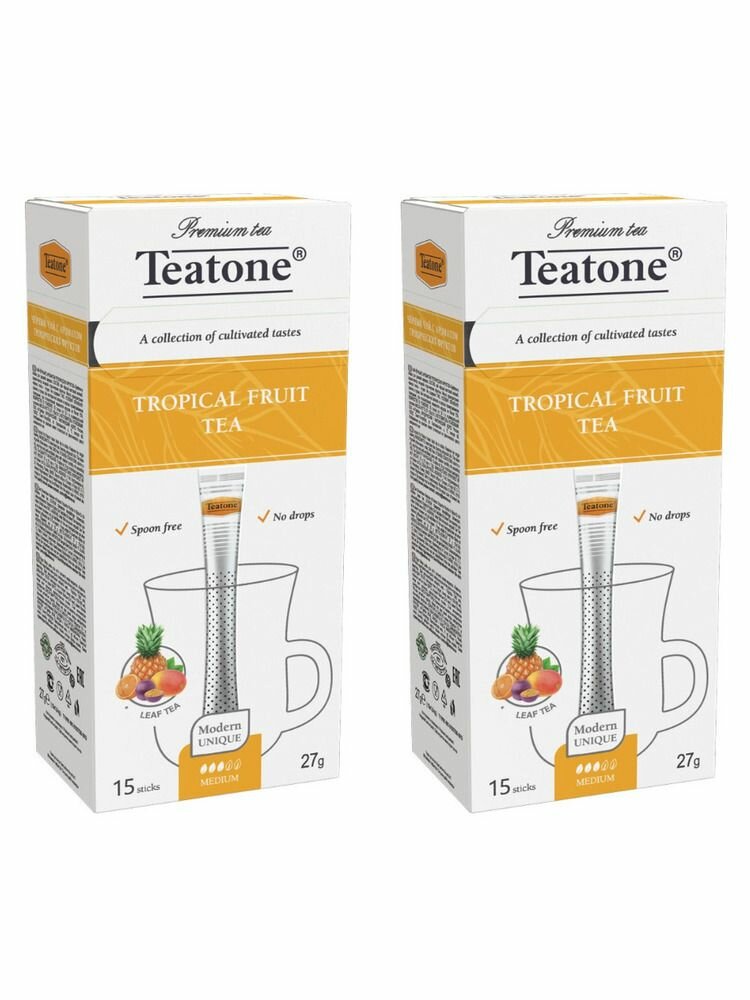 Teatone Чай черный Тропические фрукты 15 стиков по 1.8 г, 27 г, 2 шт