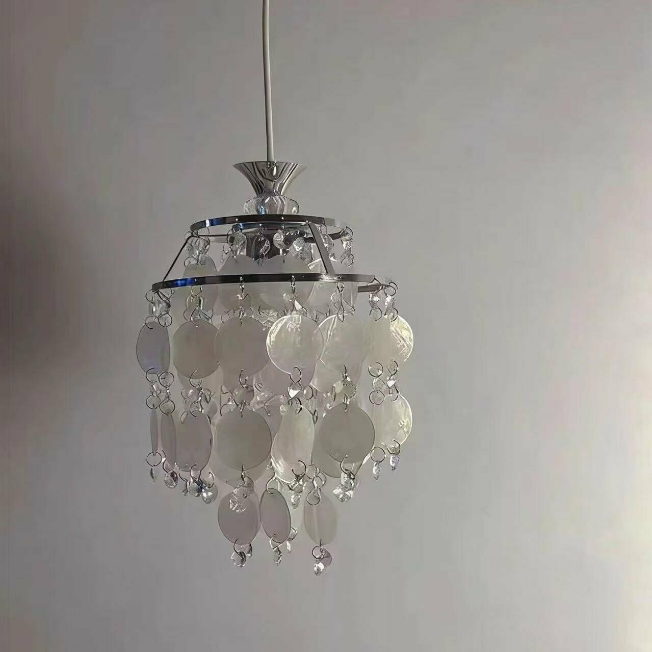 Ручная работанатуральная ракушкалюстра，Французский, винтажная , диаметр20*23cm，триколорный свет.，белый