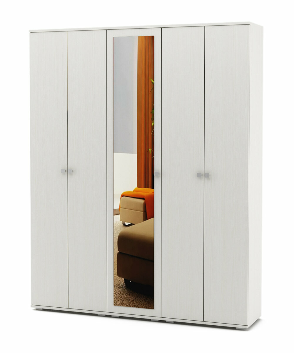Шкаф для одежды Тунис (Никс) 8, распашной, ЛДСП, 160 см x 37 см x 200 см, 5 дверей, с зеркалом