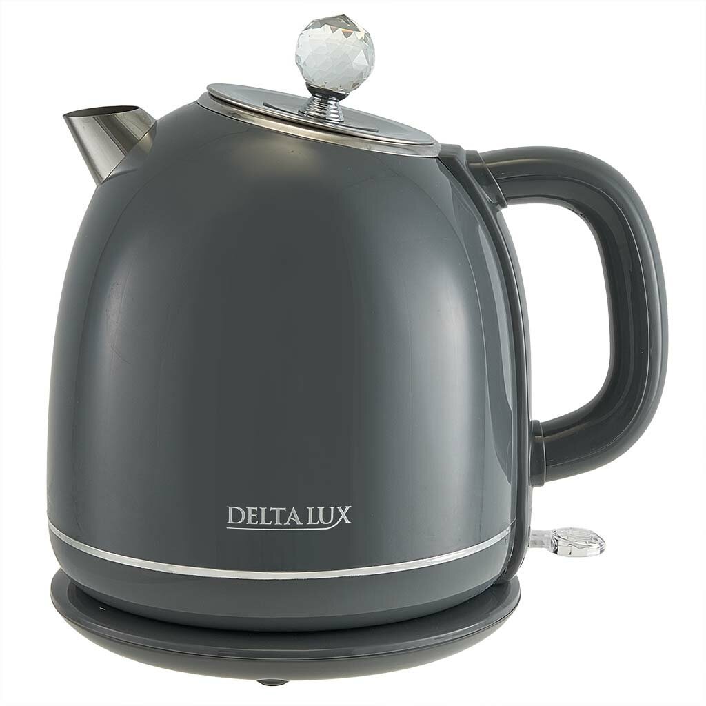Чайник электрический 2200 Вт, 1.7 л DELTA LUX DE-1018, двойной корпус, серый
