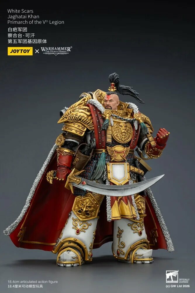 JOYTOY Warhammer White Scars Jaghatai Khan Primarch of the Vth Legion 1/18 Подвижная фигурка