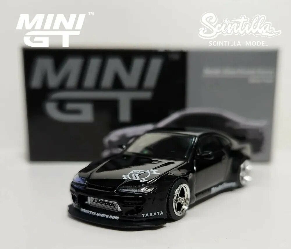 Машинка MINI GT 1/64 minigt #602 Nissan Silvia (S15) Rocket Bunny Black Pearl Alloy Car Model Collection Gift