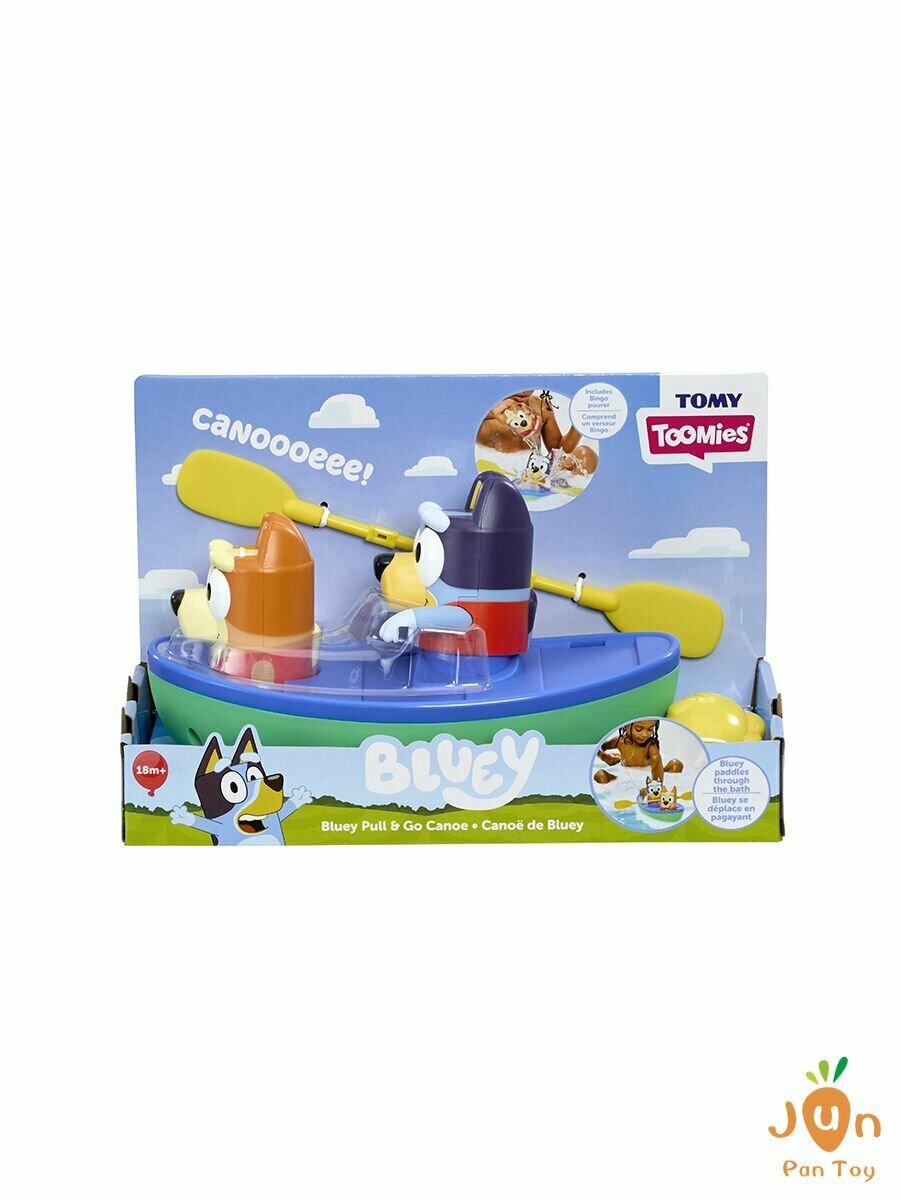 TOMY Toomies Bluey Pull & Go Canoe Bath Toy / Игрушки-каноэ для купания просты в управлении, безопасны и водонепроницаемы и являются отличной игрушкой для купания и игр в воде.