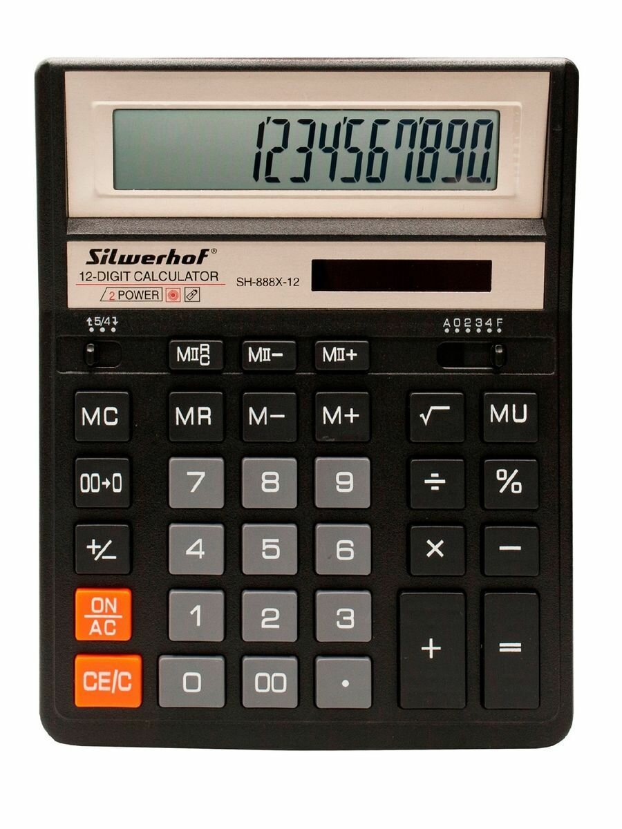 Калькулятор настольный Silwerhof SH-888X-12 черный 12-разрядный