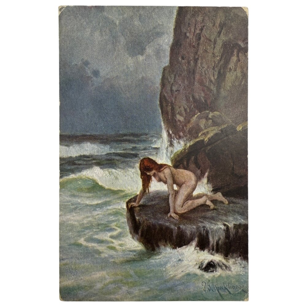 Почтовая открытка "Русалка на скале" 1910-1917 гг. Германская Империя