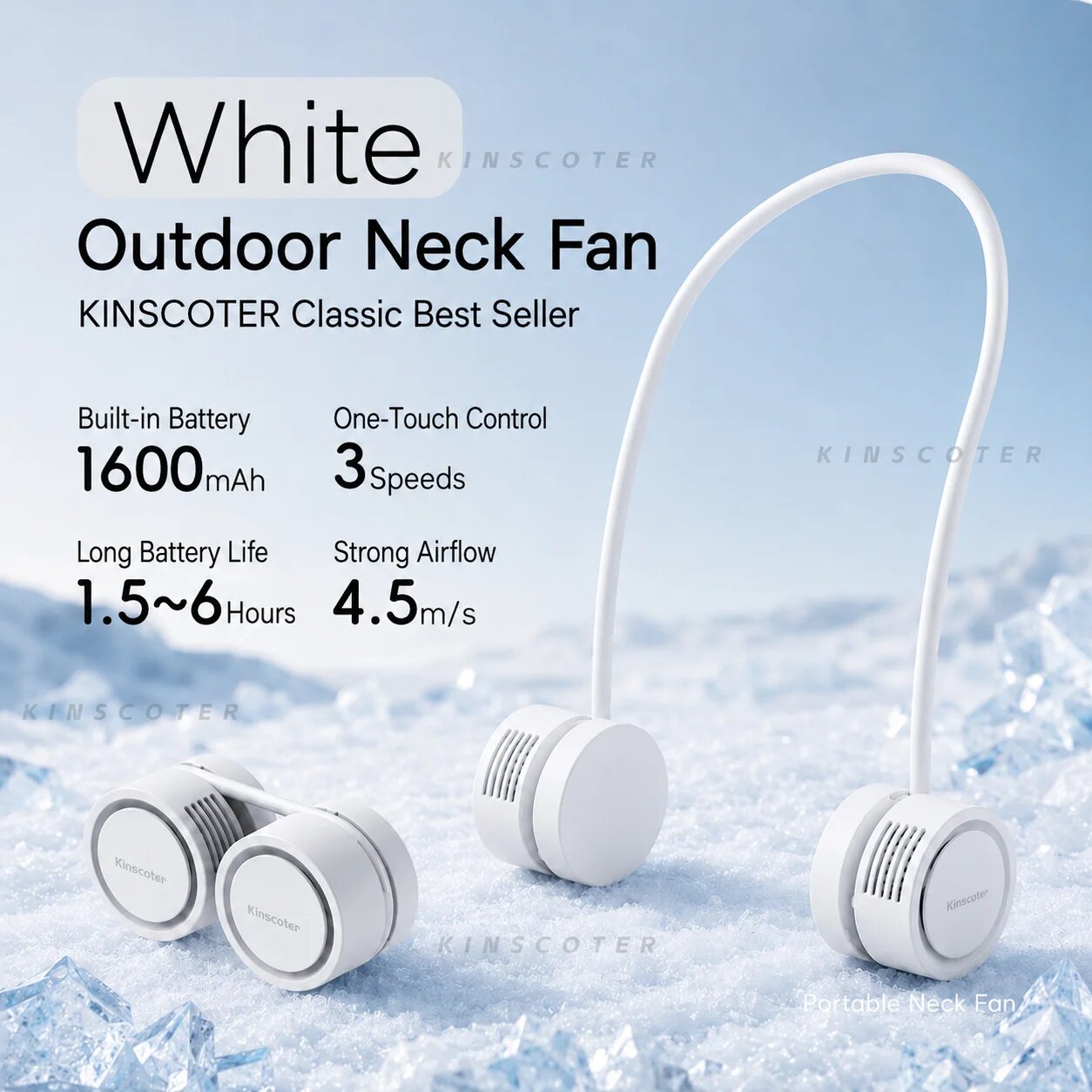 Портативный вентилятор Kinscoter Белый, White
