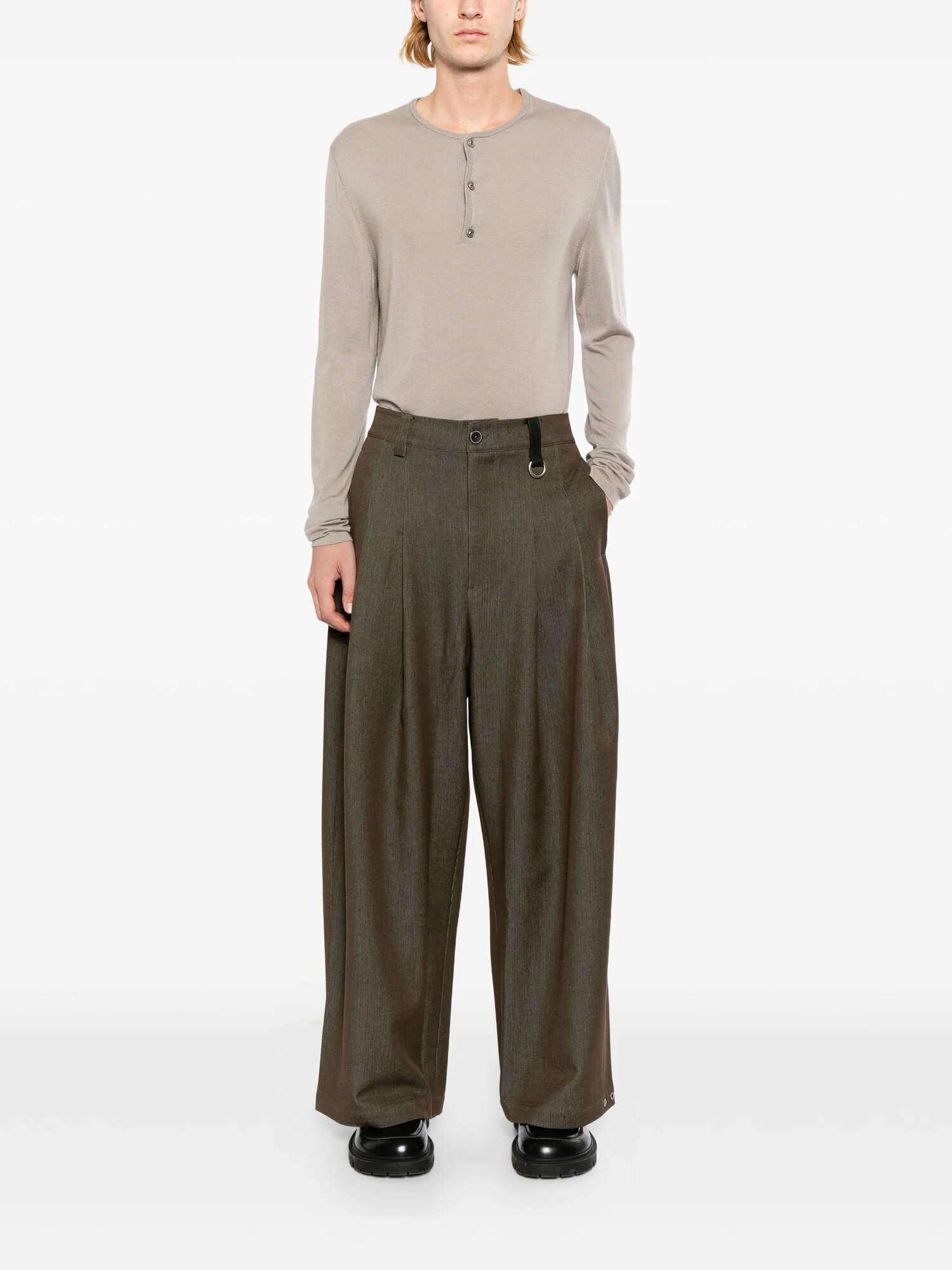 Брюки TEAM WANG Reset wide-leg trousers, размер 42, green — фото 1