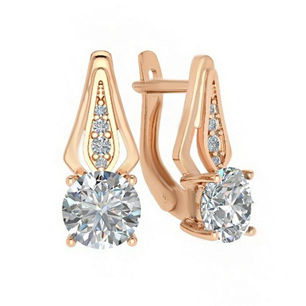 Серьги, красное золото, 585 проба, фианит