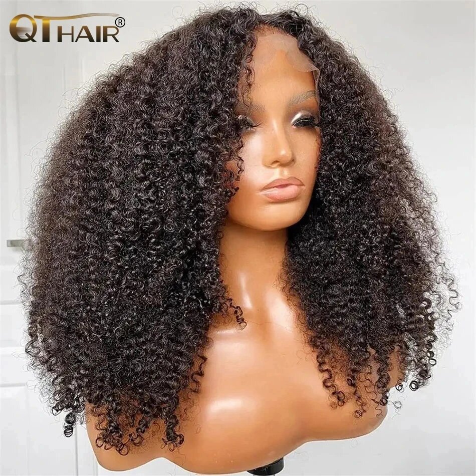 QT Afro Kinky Curly 180 Density, 24" Stretched Length, 13x4 Transparent Lace