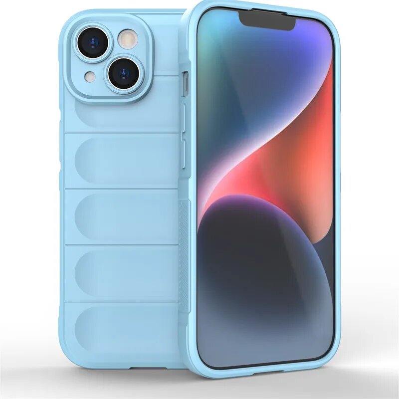 Голубой чехол для iPhone 15 Pro Max из жидкого силикона