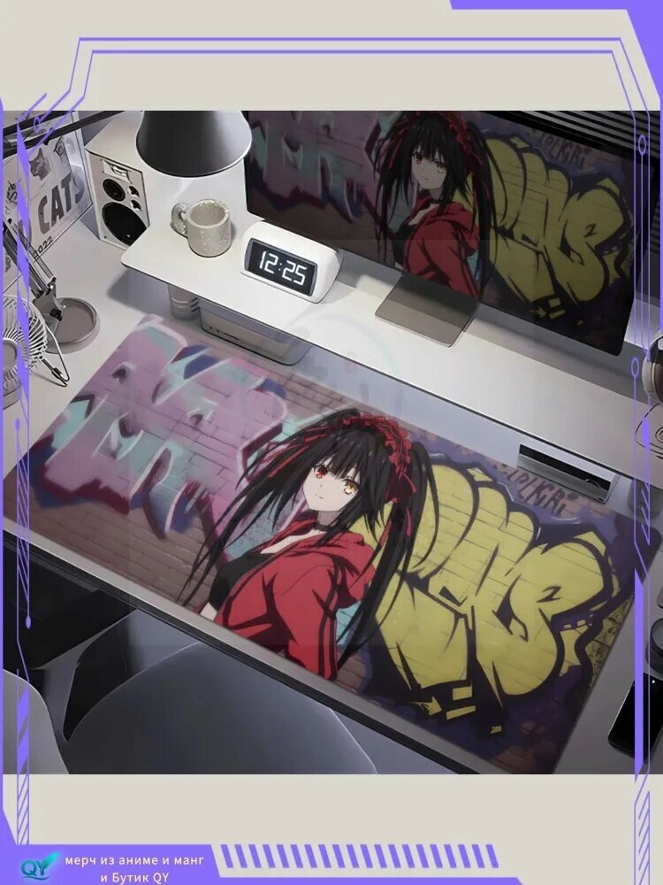 Коврик для мыши Рандеву с жизнью(Date A Live) Куруми Токисаки (Kurumi Tokisaki) 900x400x3mm XXL (QY)