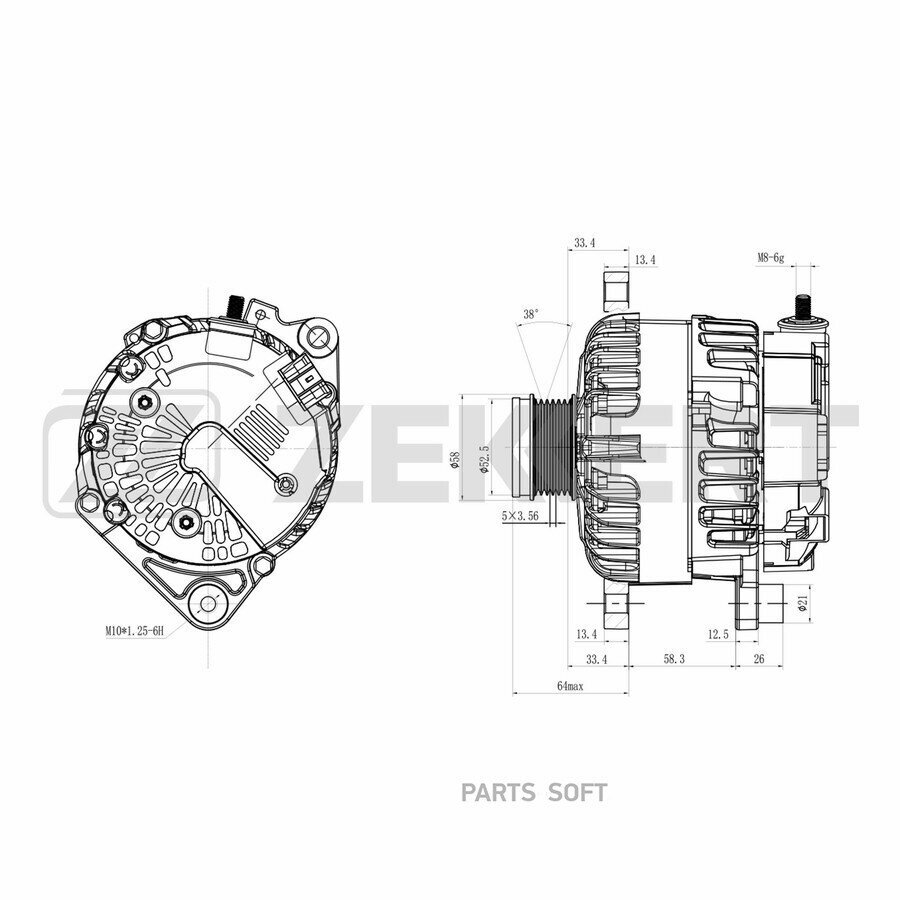 ZEKKERT GE-1020 Генератор Renault Koleos 08-
