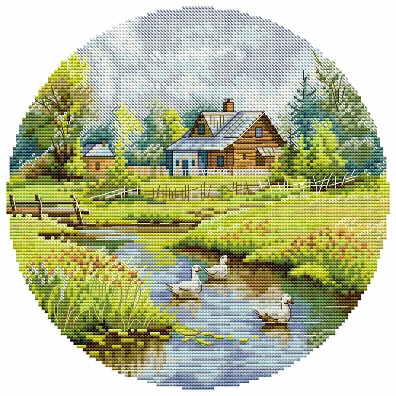 Набор для вышивки крестом Joy Sunday Summer Valley 14CT пейзаж