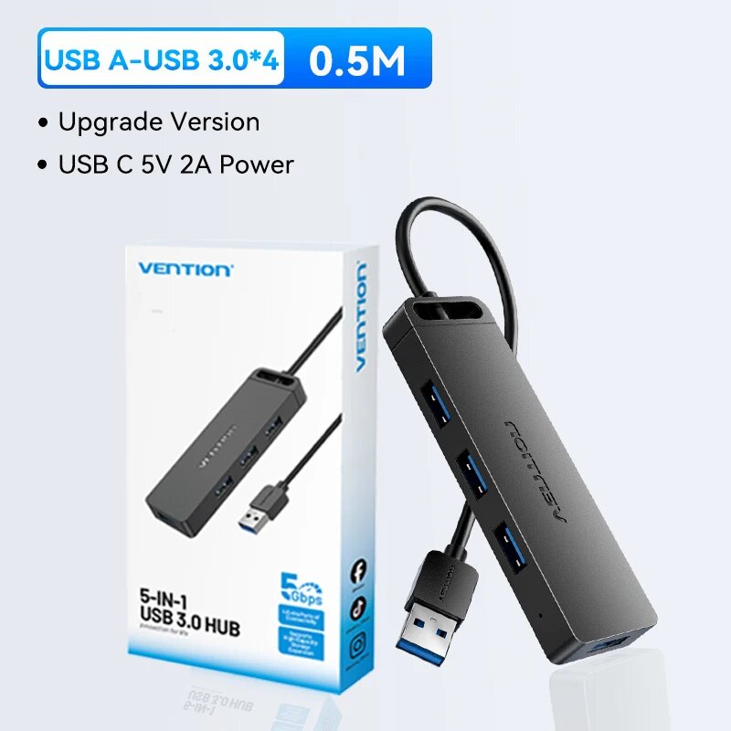 Vention USB 3.0 концентратор 4 порта, 0.5M