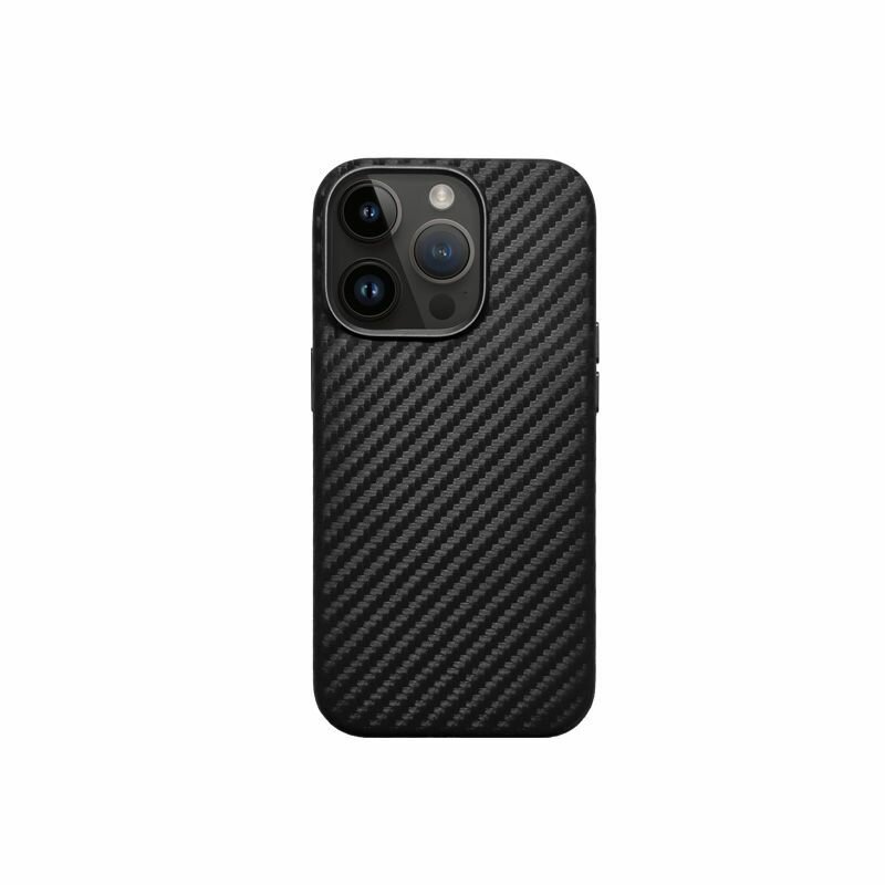 Чехол карбоновый MAG NOBLE c поддержкой беспроводной зарядки iPhone 14 Pro, черный