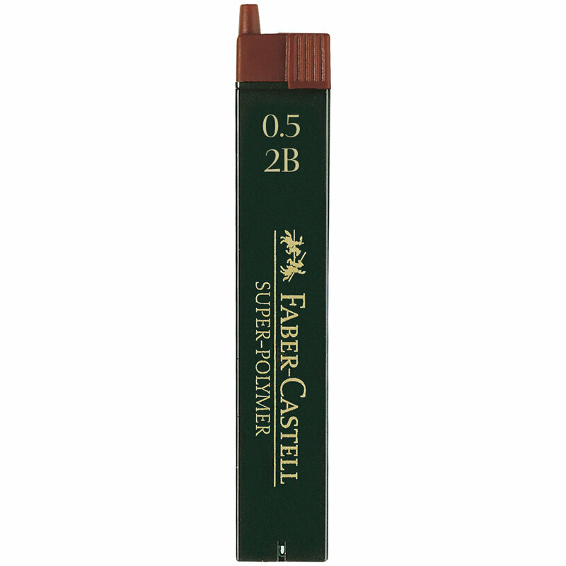 Грифели для механических карандашей Faber-Castell "Super-Polymer", 12шт, 0,5мм, 2B